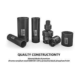 SEKETMAN 3/8-Inch Drive Impact Socket Set,49 Pieces,SAE/Metric,Deep/Shallow,(5/16"-3/4",8mm-22mm),6 Point,CR-V Steel,Includes Extension Bar,Adapter and Universal Joint