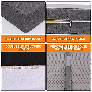 ROFIEJOX Bench Cushion 45 inch - Imitation Linen Fabric, Indoor Outdoor Long Seat Furniture, High-Density Foam, Non-Slip Design for Window Patio Garden, (45x18x3) Charcoal Gray