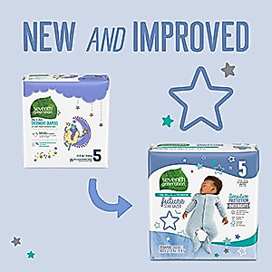 Seventh Generation Baby Free & Clear Overnight Diapers, Stage 5, 20 Count (Pack of 4)