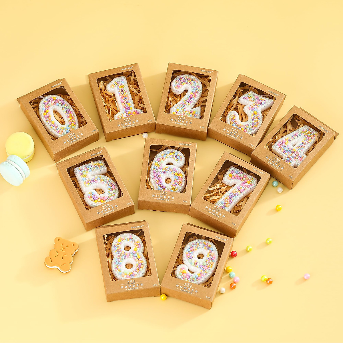 PHD CAKE 2.76 Inch Number 1 Macaron Birthday Candles, Macaron Themed Number Candles, Cake Number Candles, Party Celebration