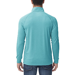 MAGCOMSEN Men's Half Zip Pullover Long Sleeve Tee Shirts UPF 50+ Quick Dry Performance Golf Tennis T-Shirt Men Light Green,S