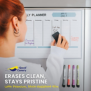 Magnetic Weekly Dry Erase Board Calendar Whiteboard- Latest Premium Nano Technology Stops Stains- 17x12” Whiteboard Calendar for Fridge- 4 Fine Tip Markers and Large Eraser- Weekly Planner White Board