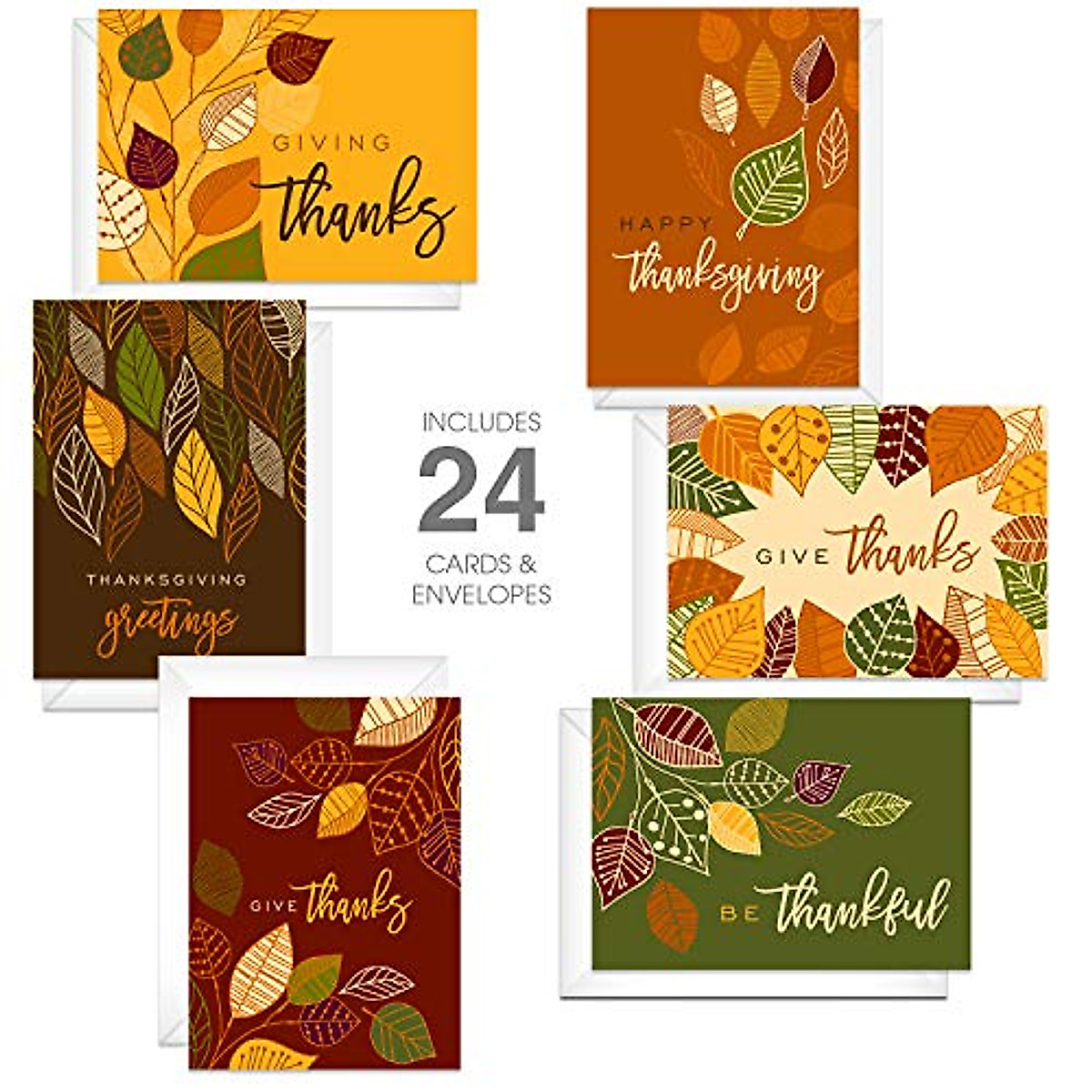 Canopy Street Modern Thanksgiving Card Assortment/Grateful Greeting Cards With Envelopes / 24 Holiday Cards For Business Or Personal Use