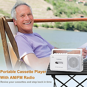 Gelielim Cassette Player Boombox, Portable AM/FM Radio Stereo, Cassette Tape Player Recorder with Big Speaker and Earphone Jack, Battery Operated or AC Powered Tape Recorder Cassette Player