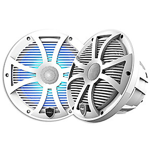 wet sounds | REVO 8-SWW | High Output Component Style 8" Marine Coaxial Speaker with RGB Backlighting and Enclosed White SW Grille