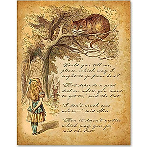 Alice in Wonderland Prints - 11x14 Unframed Wall Art Print Poster - Perfect Alice in Wonderland Gifts and Decorations (Alice Speaks to Cheshire Cat)