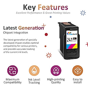 ColoWorld Remanufactured Ink Cartridge Replacement for Canon 241 CL-241XL for Pixma MG3620 MG3600 MX452 MG2120 MG3520 MX472 MG3220 MX432 MG2220 MX512 MG3122 MG3222 MG3120 Printer (1 Color)