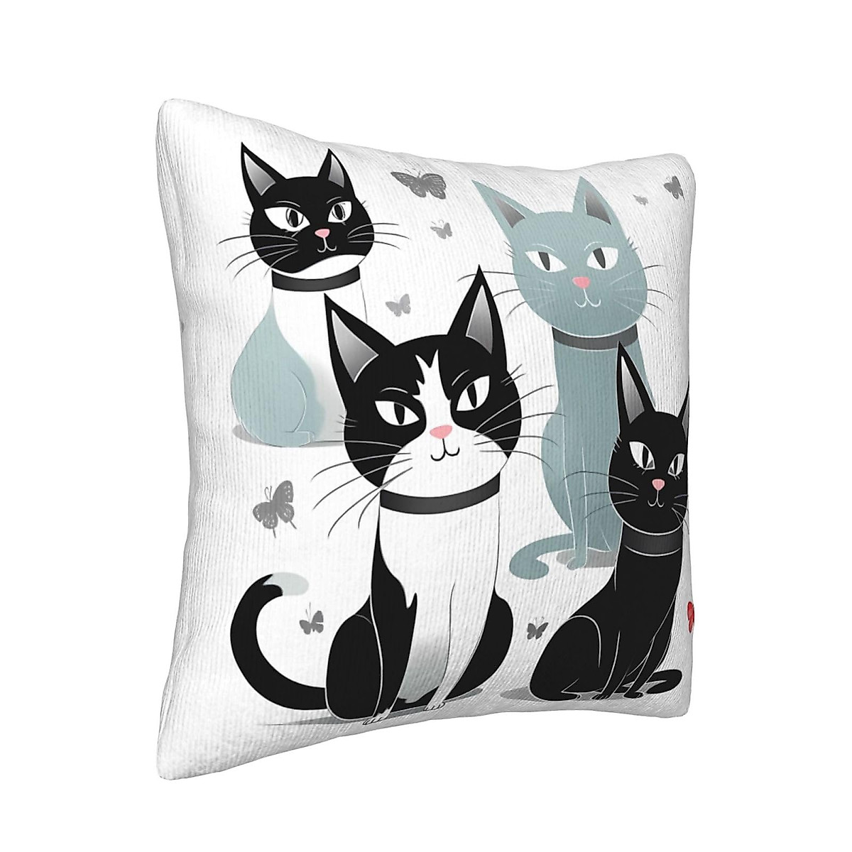 DOFFO Black and White Cats Printed Fall Throw Pillow Covers 16x16 Soft Corduroy Decorative Throw Pillows Covers Cushion Case for Spring Christmas Sofa Living Room Couch Bedroom