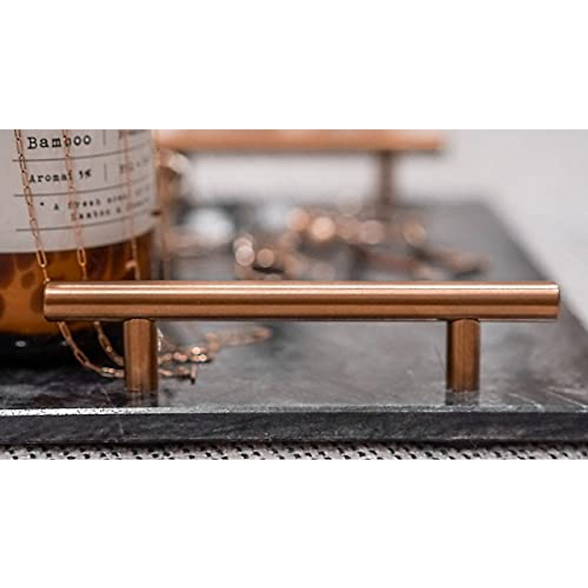 Star Dust x White Mist Natural Marble Vanity Tray with Gold Handles/Accents, Decorative Tray for Perfume Accessories, Countertop Decor for Bathroom & Kitchen; Pastry, Tapas & Dessert Serving Trays