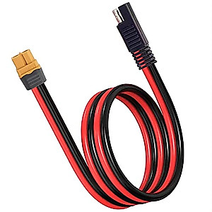 OUQYLG XT60 to SAE Adapter Extension Cable SAE to XT60 Connector Cord for Solar Generator Portable Power Station Solar Panel with SAE Polarity Reverse Adapter - 12AWG 3.3Ft/1M