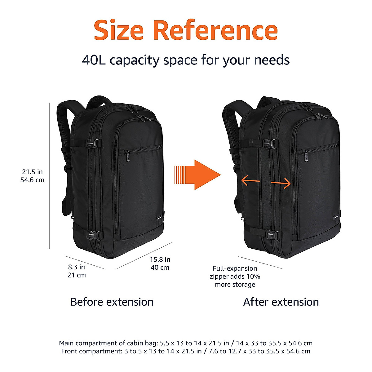 Amazon Basics Carry-On Travel Backpack - Black