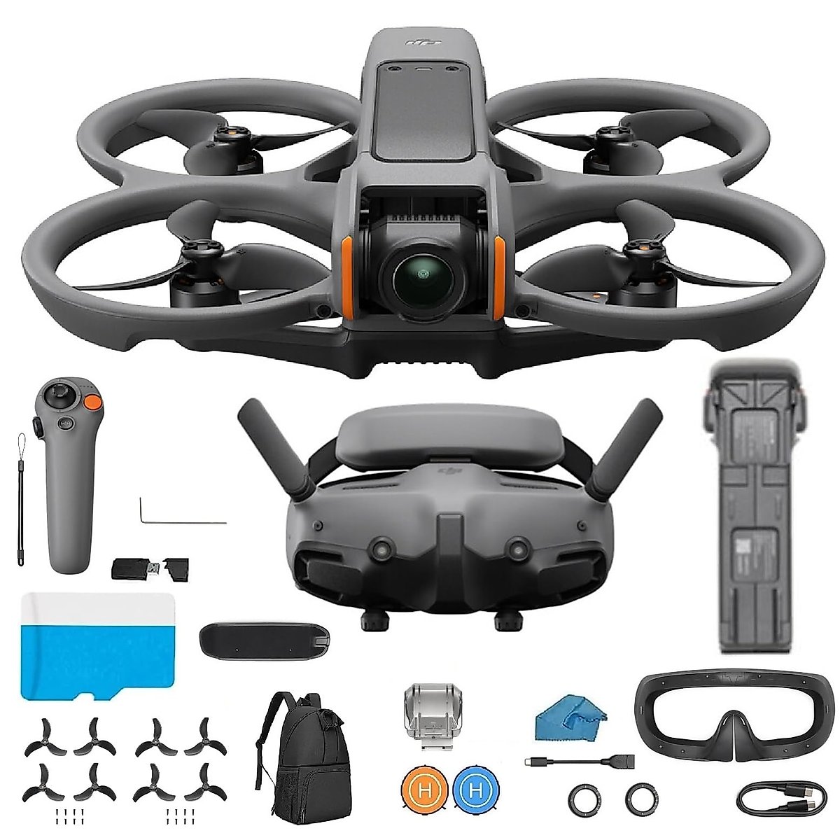 DJI Avata 2 FPV Drone with Camera Built-in Propeller Guard, Drone Compliant with FAA Remote ID With 128gb Micro SD, Backpack, Landing Pad More Bundle