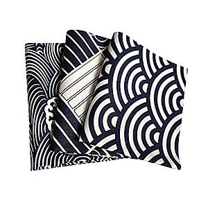 Qililandiy 3 Pcs Sea Wave Cotton Fabric Fat Quarters Fabric Bundles Pre-Cut Fabric 18x22 inch for Sewing Quilting and Crafting and Projects