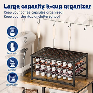 Simple Trending 3-Tier Coffee Pod Holder Rack for K-Cup, 105 Pod Pack Capacity Rack, Metal, Black