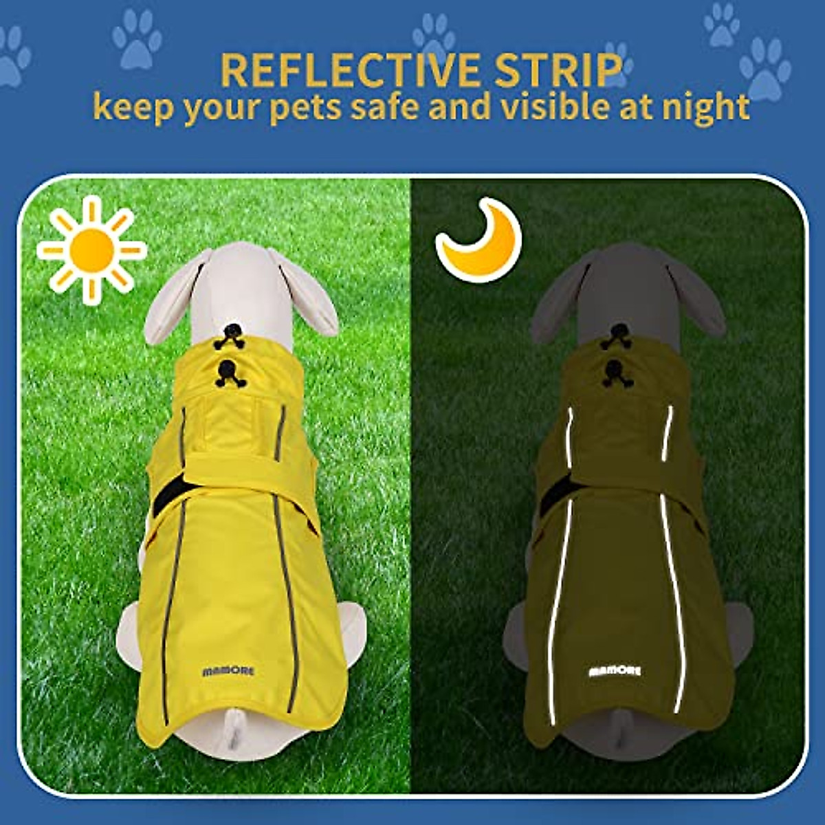 Waterproof Dog Raincoat with Reflective Strip, Adjustable Breathable Rain Coat Jacket with Leash Hole for Pets (X-Small, Blue)