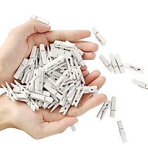 Mini Photo Clips, 128 Pcs, 1.4 Inch Small Wooden Clothespins for Baby Cloth, Pictures
