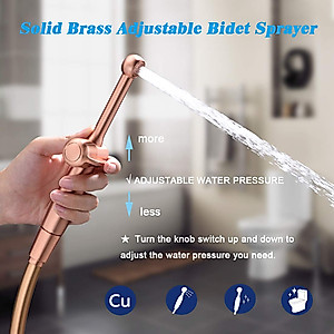 Bidet Sprayer for Toilet,Handheld Bidet Toilet Water Sprayer,Cloth Diaper Bathroom Bidet Attachment Sprayer Set with Jet Spray Adjustable Rose Gold Solid Brass for Personal Hygiene