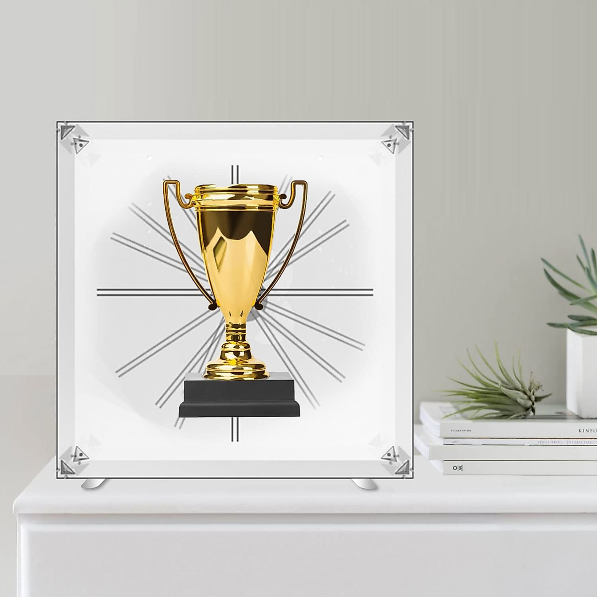 Missyou 3D Hologram Fan Cover ,Hologram Fan Protective Cover for Collectibles Assemble Clear Acrylic Box Alternative Glass Case (Suitable for 27.5" and below (H 26.7"*W 7.8*L 26.7"))