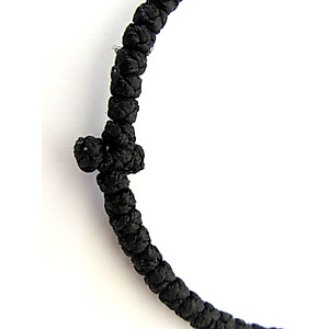 Iconsgr Handmade Christian Orthodox Komboskoini, Prayer Rope Bracelet Black VM1