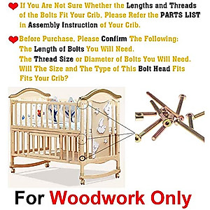 Baby Crib Screws and Bolts Replacement Parts Kit - M6 Baby Bed Crib Bolts and Barrel Nuts Set for Crib Furniture Bed Cot Bunk 16mm 20mm 30mm 40mm 45mm 50mm 55mm 70mm 75mm 85mm Crib Screws Bolts