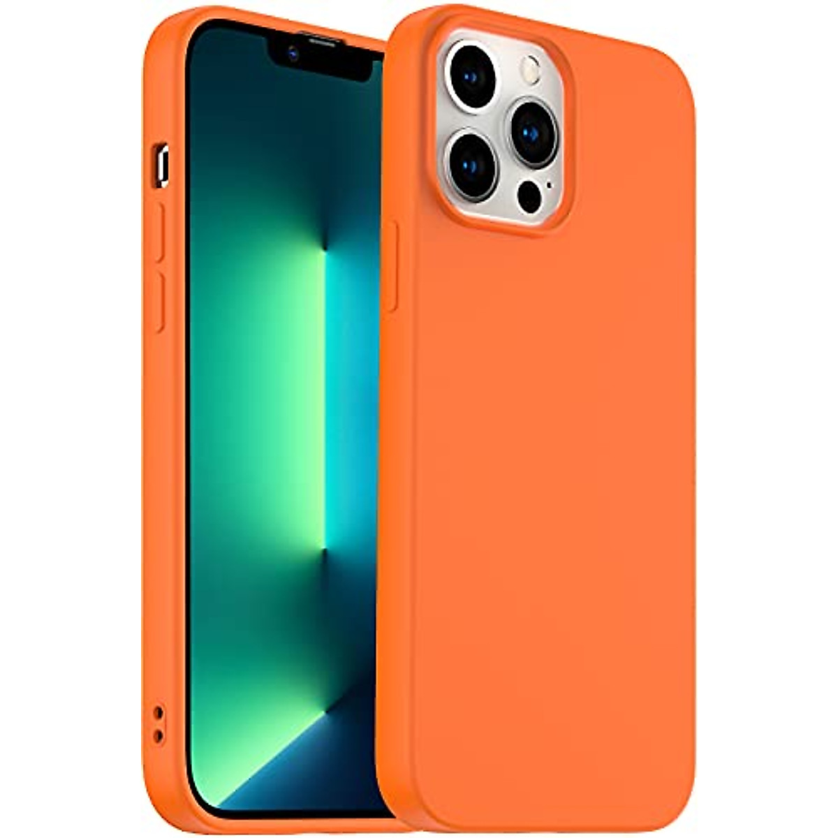 Amytor Designed for iPhone 13 Pro Max Case, Silicone Ultra Slim Shockproof Phone Case with Soft Anti-Scratch Microfiber Lining, [Enhanced Camera Protection] 6.7 inch (Orange)