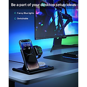 Wireless Charger, 3 in 1 Wireless Charging Station for Multiple Devices,Wireless Charging Stand for iPhone15 14 13 12 11 Series, AirPods Pro 3 2 & Apple Watch [UL-Listed] (Black)