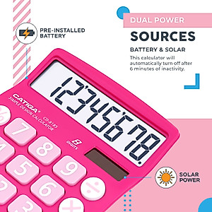 CATIGA CD-8185 Office and Home Style Calculator - 8-Digit LCD Display - Suitable for Desk and On The Move use. (Pink)
