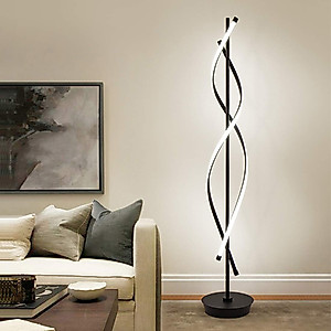 ADISUN 40W LED Remote Control Dimmable Spiral Indoor Tall Floor Lamp for Living Rooms Family Rooms Bedrooms Offices Lighting (Black)