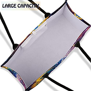 cfpolar Colorful Peacock Reusable Grocery Shopping Bag with Hard Bottom, HHQQQQ Large Foldable Multipurpose Heavy Duty Tote with Zipper Pockets, Sustainable, Durable and Eco Friendly, Beach Bag