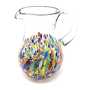 Mexican Hand Blown Glass Pitcher – Confetti Carmen Design (84 oz)