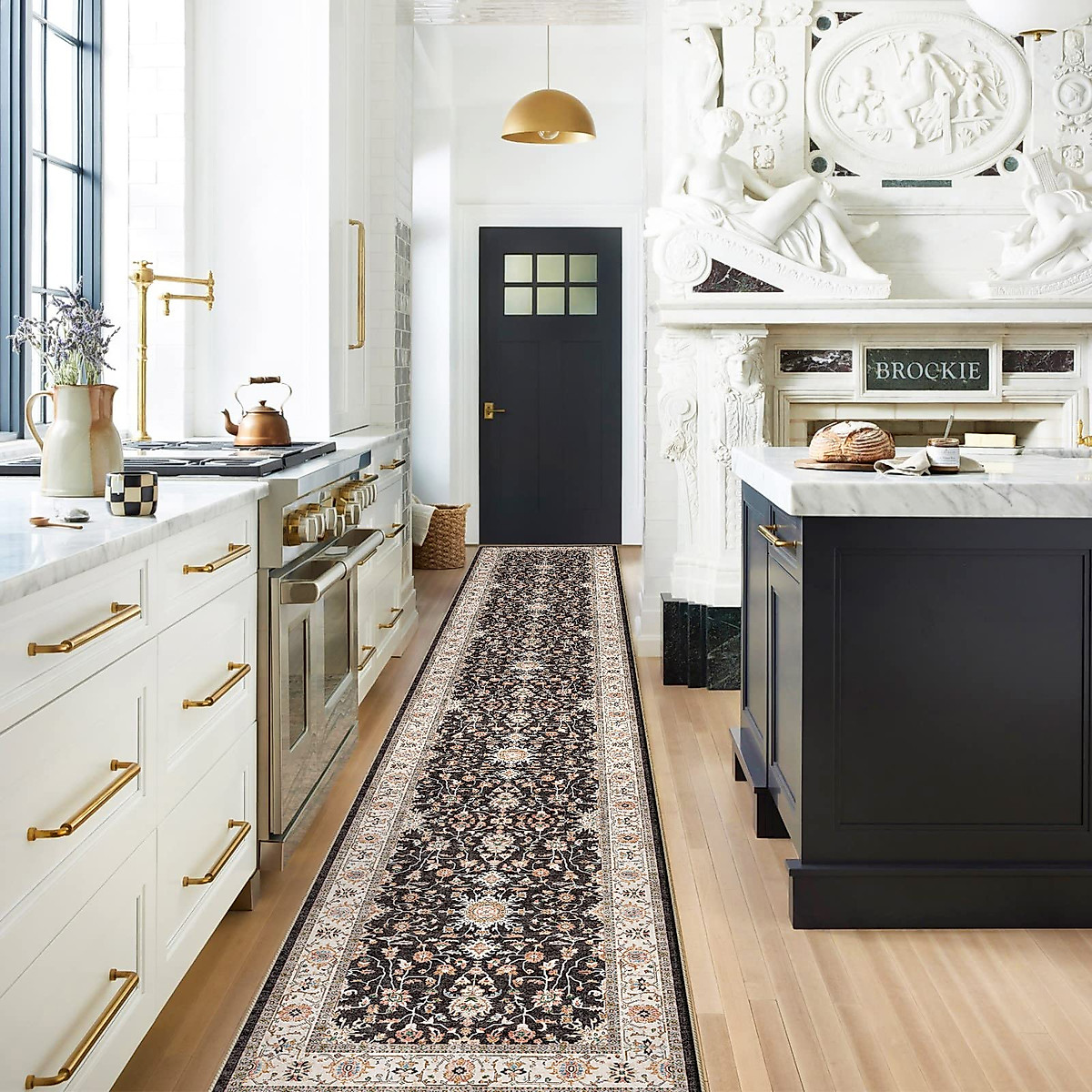 TOPRUUG Washable Runner Rug 2x12 - Hallway Runner Rug Kitchen Rugs and Mats Non Skid Washable Waterproof Carpet Runner for Living Room Bedroom Bathroom (Black, 2X12)