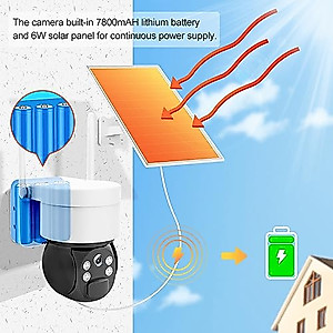 Solar Security Camera Wireless Outdoor Powered, 4G PTZ Battery Surveillance Camera for Home Security, 2 Way Audio, Color Night Vision, Motion Detection & Phone Alerts, Cloud Storage & SD Card Slot