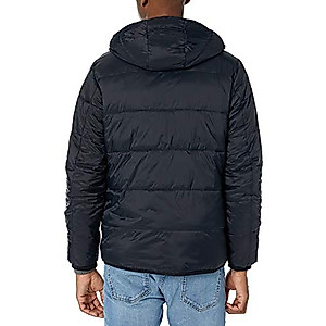Amazon Essentials Men's Long-Sleeve Water-Resistant Sherpa-Lined Puffer Jacket, Black, Medium