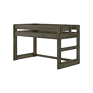 Max & Lily Modern Farmhouse Low Loft Bed, Twin Bed Frame For Kids, Barnwood Brown