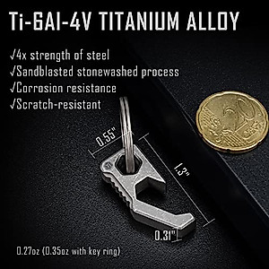 KeyUnity KA13 Titanium Bottle Opener Keychain, 2 in 1 EDC Keychian Tool Beer Opener & Screw Driver, Suitable for All Glass Bottle Caps
