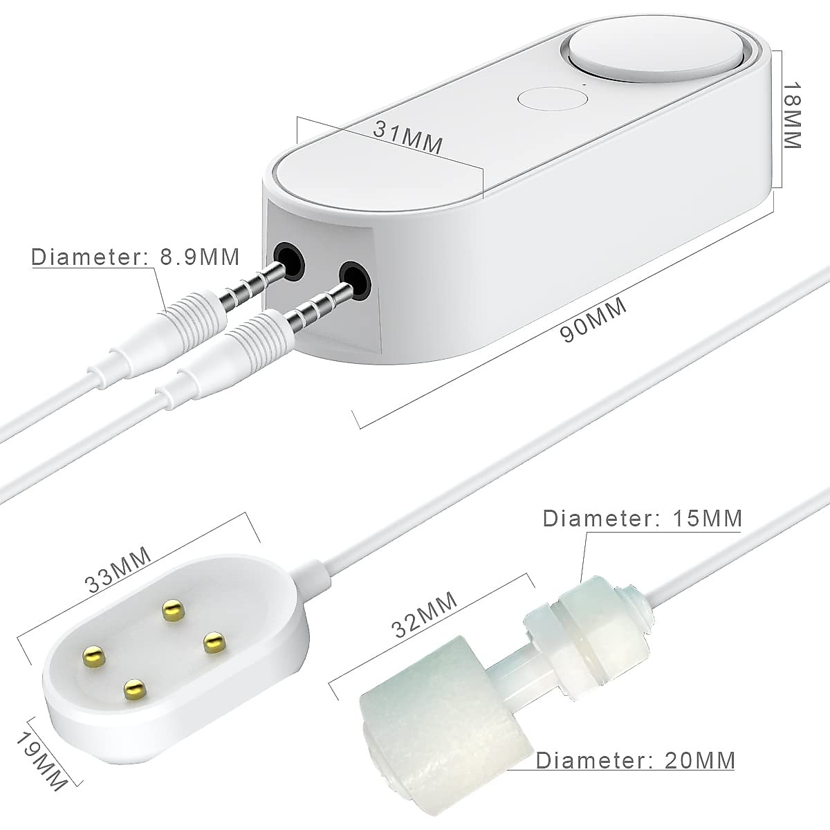 WiFi Water Leak / Water Level 2 in 1 Detector, Smart Water Sensor Alarms, Detached 2 M Dual Detection Line, Left and Right Dual Alarms, Remote App Monitoring, Dual Alerts, AAA Battery Powered
