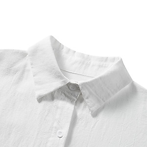 Mxiqqpltky Short Sets Women 2 Piece Outfits Casual Cotton Linen 3/4 Sleeve Shirts and High Waist Shorts Loose Y2K Streetwear (White, S)