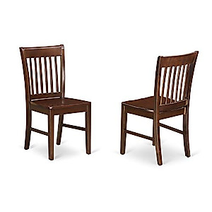 East West Furniture HLNO5-MAH-W 5 Piece Dinette Set for 4 Includes a Round Dining Table with Pedestal and 4 Dining Room Chairs, 42x42 Inch, Mahogany