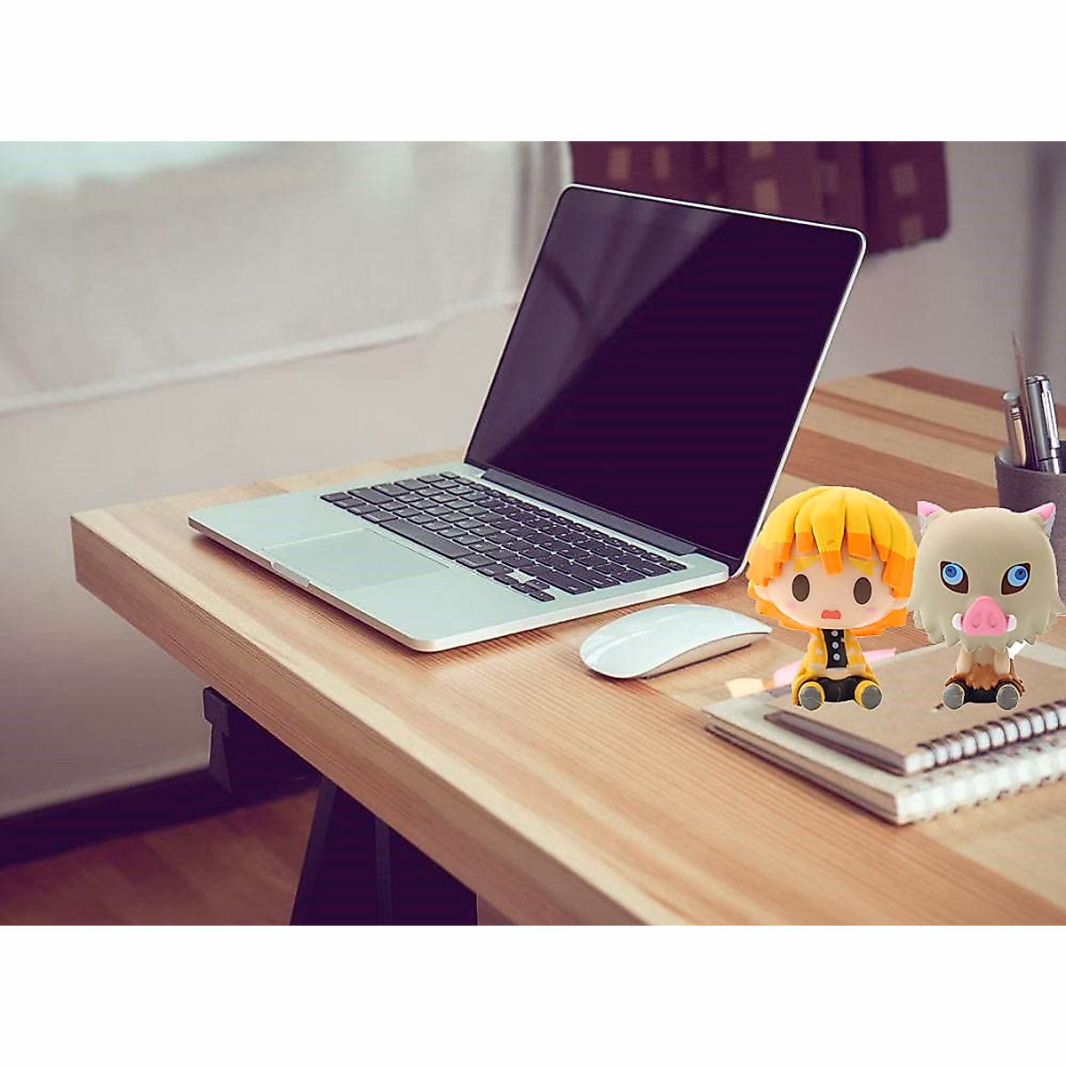 4 Pcs Demon 鬼滅 Slayer Mini Figures with Tanjiro Earrings, 1.77 Inch Anime Figure Set, Tanjiro Pop Figure Statues for Car Home Decoration