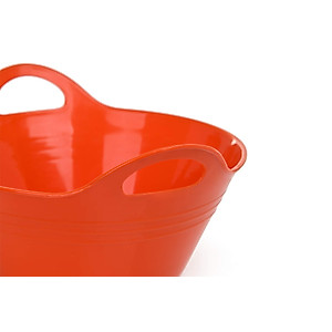 Mintra Home Plastic Bowls with Handles (4.5L Large 2pk, Orange) - 11.25W x 5inH (6.75inH with handles) - great for popcorn, snacks, drinks, candy, Halloween, trick or treat bowls