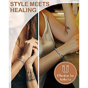 Feraco Magnetic Bracelet for Women Titanium Steel Magnetic Bracelets with Gorgeous Sparkling Cubic Zirconia Costume Jewelry Christmas Gifts (Silver)