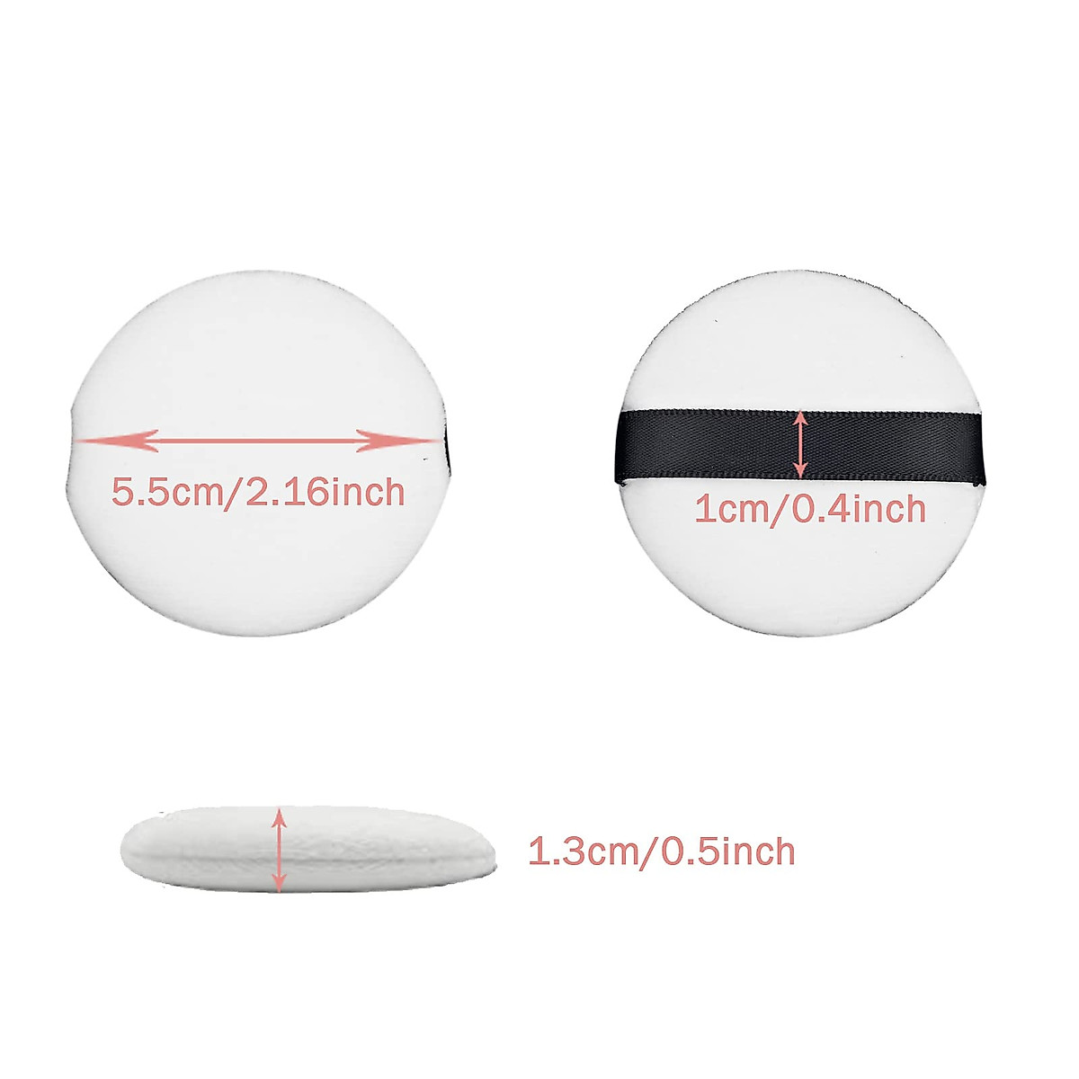 4PCS Powder Puff 2.16 inch Powder Makeup Puffs Pads Makeup with Ribbon Face Powder Puffs for Loose and Foundation Replacement (4PCS Normal Size 2.16 Inch)