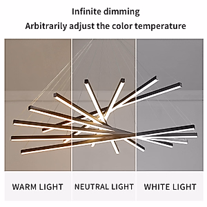 JAYMP Modern LED Chandeliers Dimmable Pendant Light Fixture for High Ceiling Living Room Dining Room Staircase Restaurant Sputnik Floating Sculptural Art Hanging Lamp