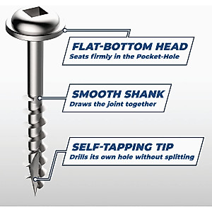 Kreg SML-C150-500 Zinc Pocket-Hole Screws 1 1/2-Inch, #8 Coarse Thread, Maxi-Loc Head (500 Count)