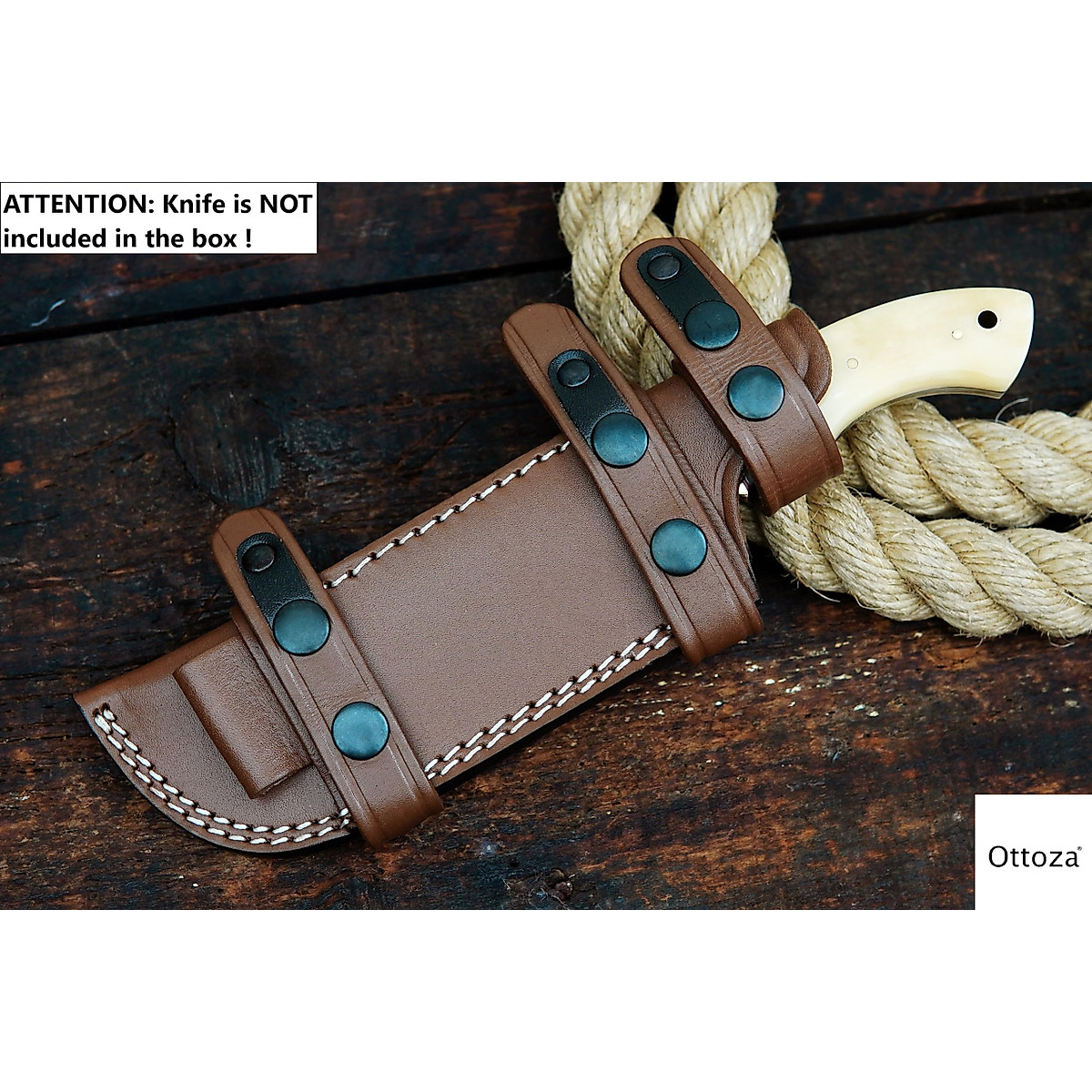 Ottoza TOP GRAIN Leather Knife Sheaths for Fixed Blade Knives, RIGHT HAND Leather Knife Sheath for Belt, Leather Knife Holster Belt Knife Holder, Horizontal Knife Sheath for Belt No:39