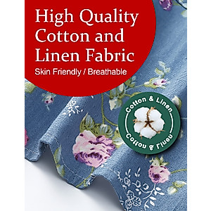 APRONNER Cozy Adjustable Cross Back Aprons for Women with Pockets Cotton Linen Cooking Kitchen Baking Rose Flower