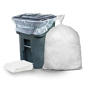 Plasticplace 95-96 Gallon Garbage Can Liners 1.5 Mil Clear Heavy Duty Trash Bags, 61 x 68”, 50 Count