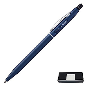Engraved - Cross Click Ballpoint Pen - Personalized with Your Name (Midnight Blue)