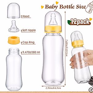 TrelaCo Cool Baby Shower Games Wooden Bottle Chug Sign Rustic Theme Baby Gift Sets and 12 Pcs Baby Bottle Shower Favor Baby Bottles for Rustic Kraft Baby Shower Games Gender Reveal (Rustic Kraft)