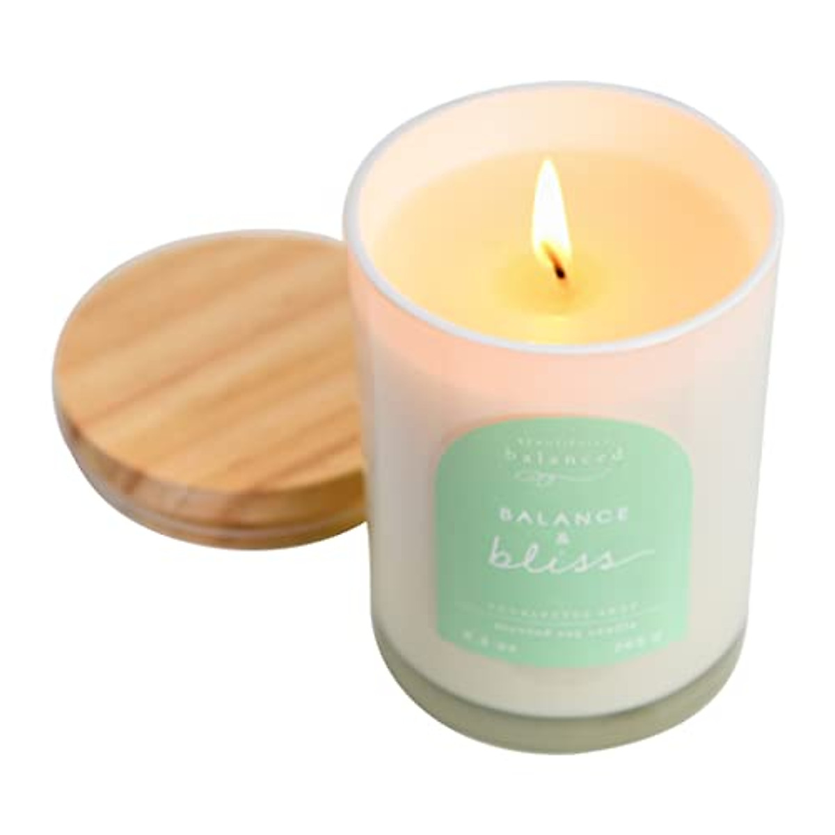 Beautifully Balanced Scented Lidded Glass Soy Candle, Balance + Bliss, 9.3 oz.